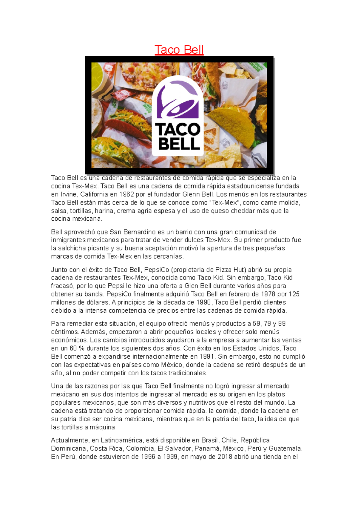 Taco Bell - aea - Taco Bell Taco Bell es una cadena de restaurantes de ...