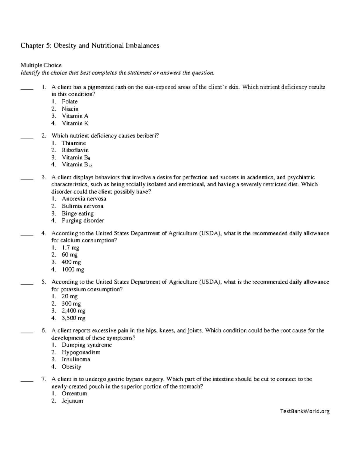 Ch5 Obesity and Nutritional Imbalances - Chapter 5: Obesity and ...