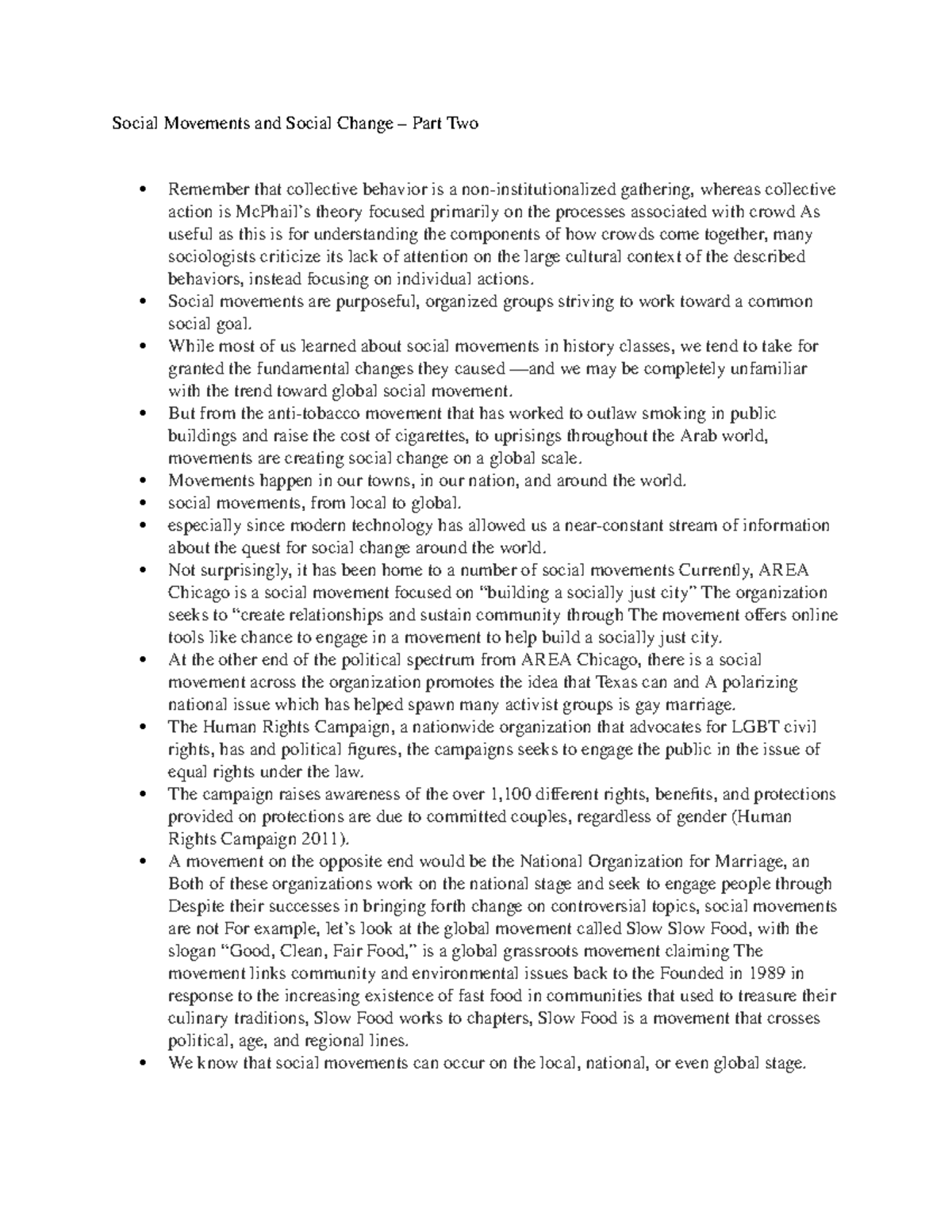 Social Movements and Social Change – Part Two - Social movements are ...