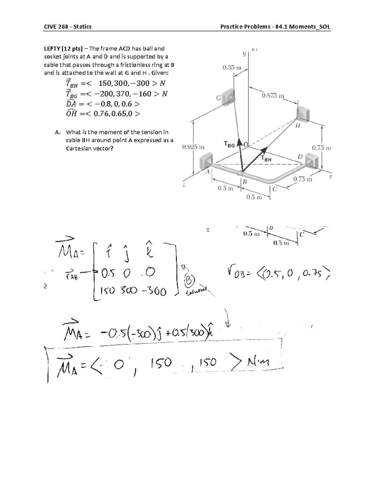 04.1 Moments SOL - notes - CIVE 260 - Statics Practice Problems - 04 ...