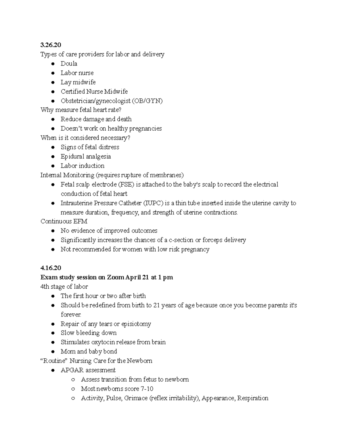 Making Babies Notes - Cant remember the name of the professor. Took ...