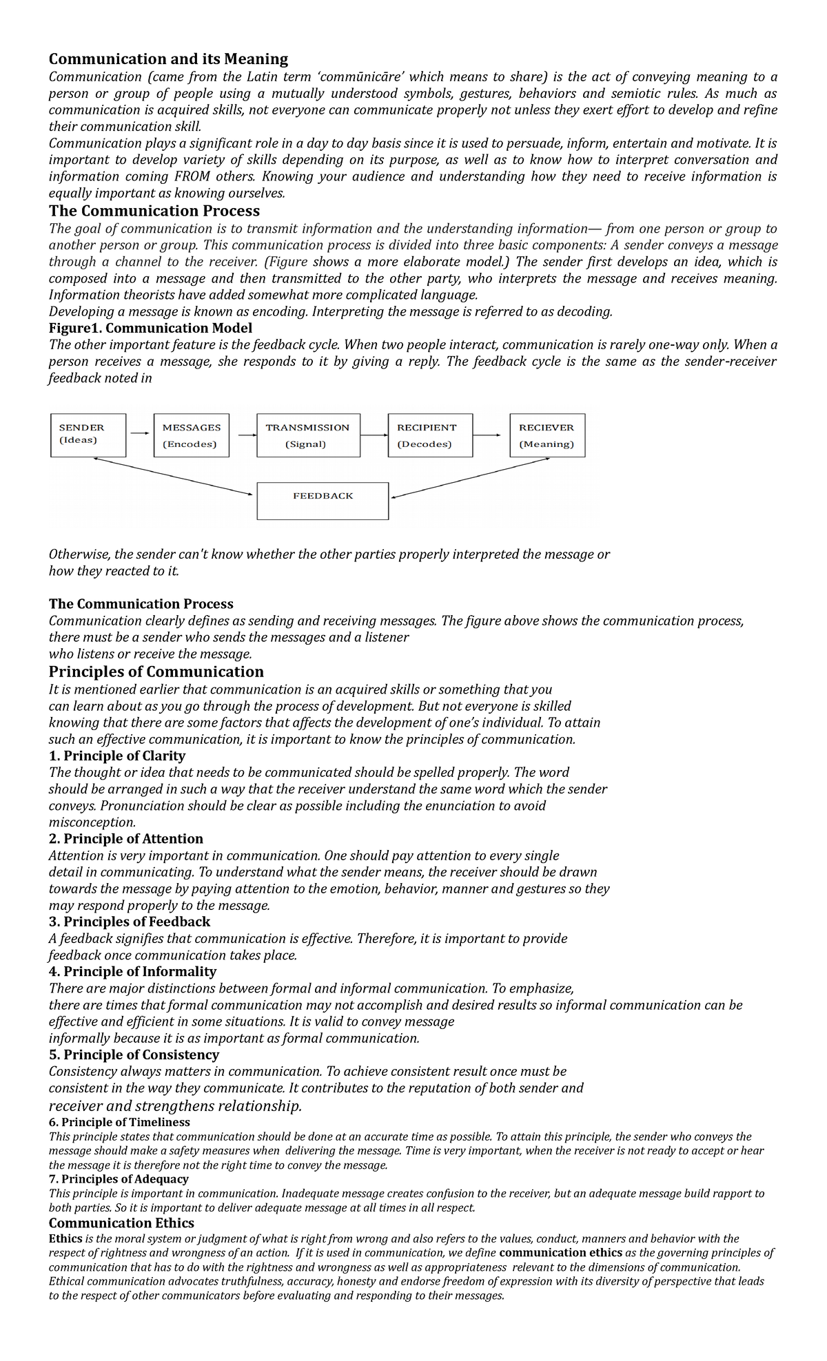 Pur Com prelim notes - Communication and its Meaning Communication ...