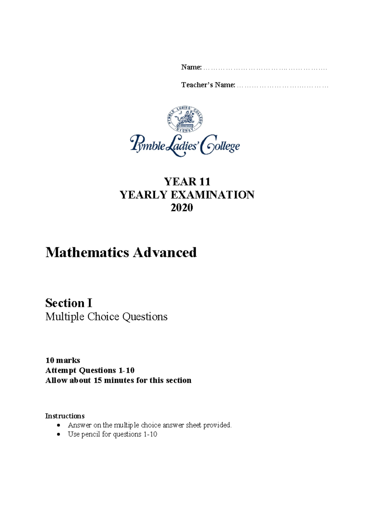 11Maths Adv Yearly AK 2020 Final - Name
