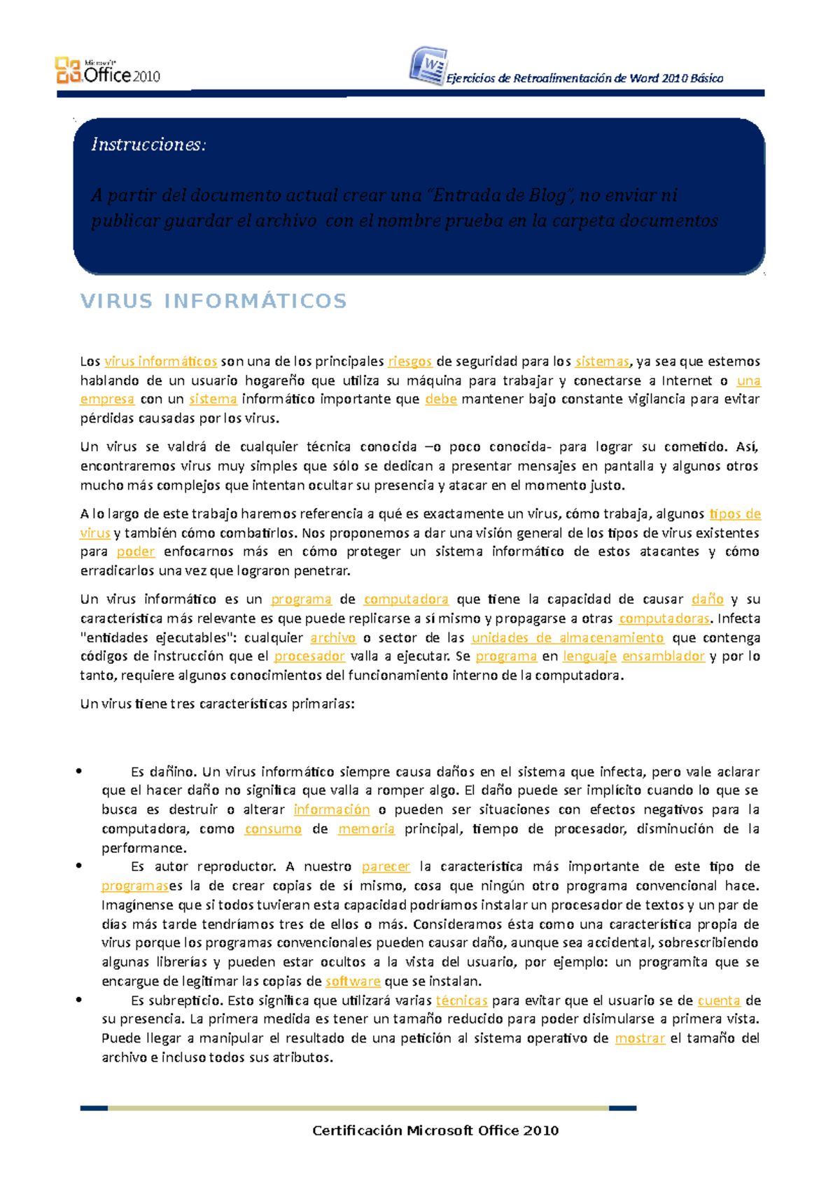 Blog - Preparació exàmens de Microsoft Word - VIRUS INFORMÁTICOS Los ...