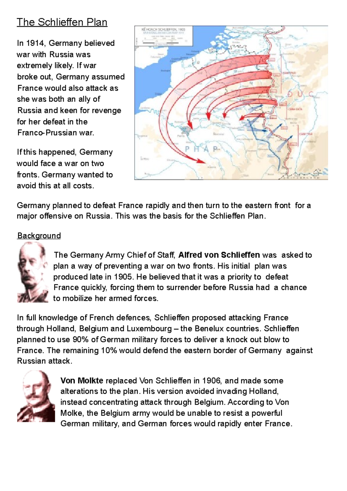 The Schlieffen Plan - If war broke out, Germany assumed France would ...