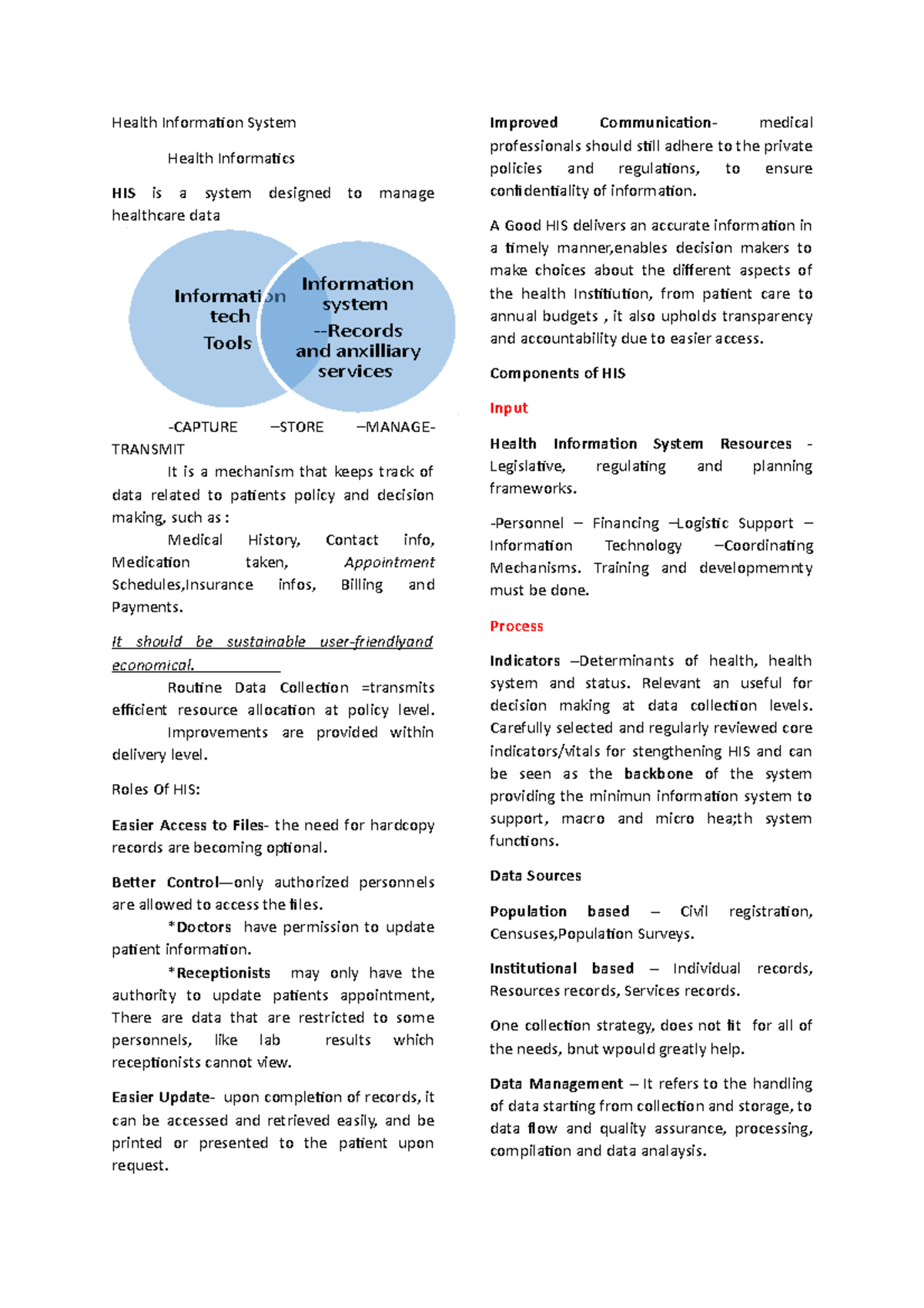 His lesson 1 lab - health notes - Health Information System Health ...