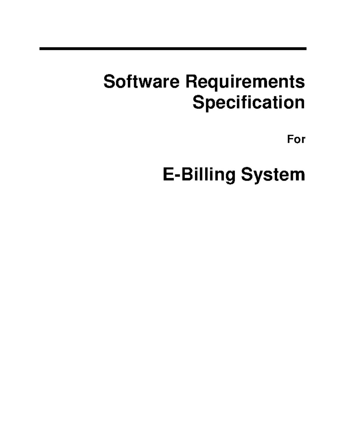 SRS on E-Billing System - Software Requirements Specification For E ...