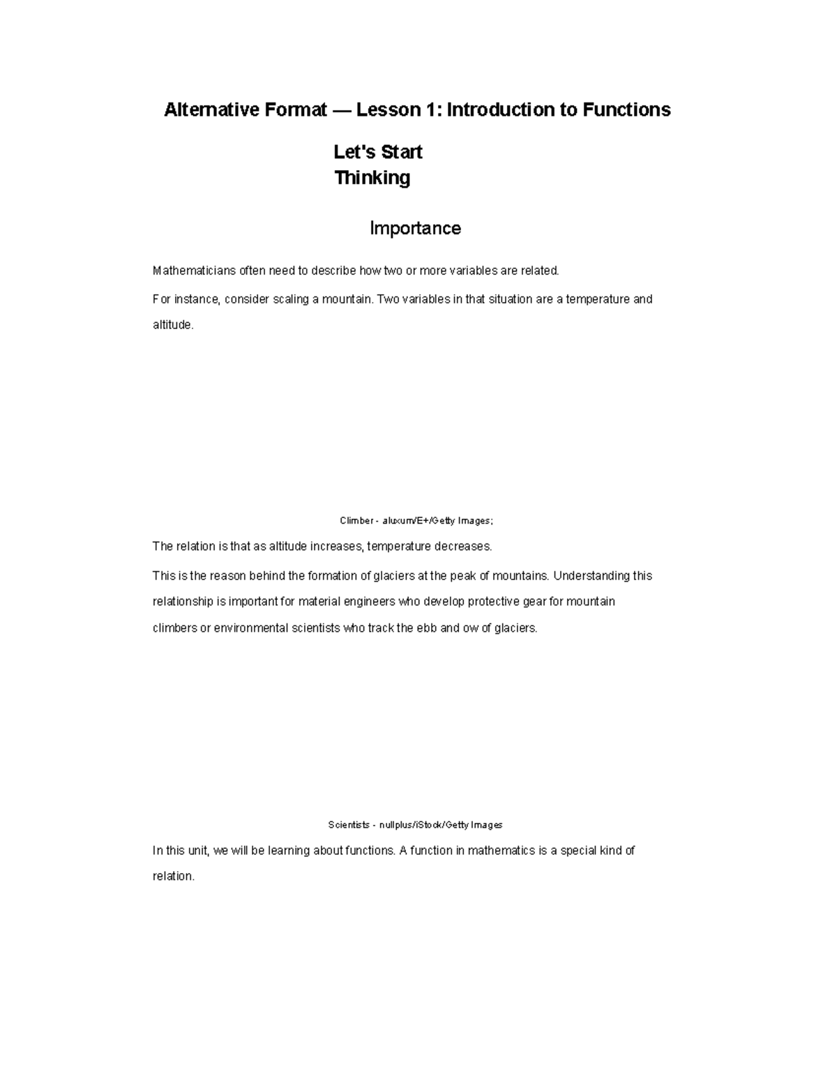 1 Introduction to Functions - Alternative Format — Lesson 1 ...