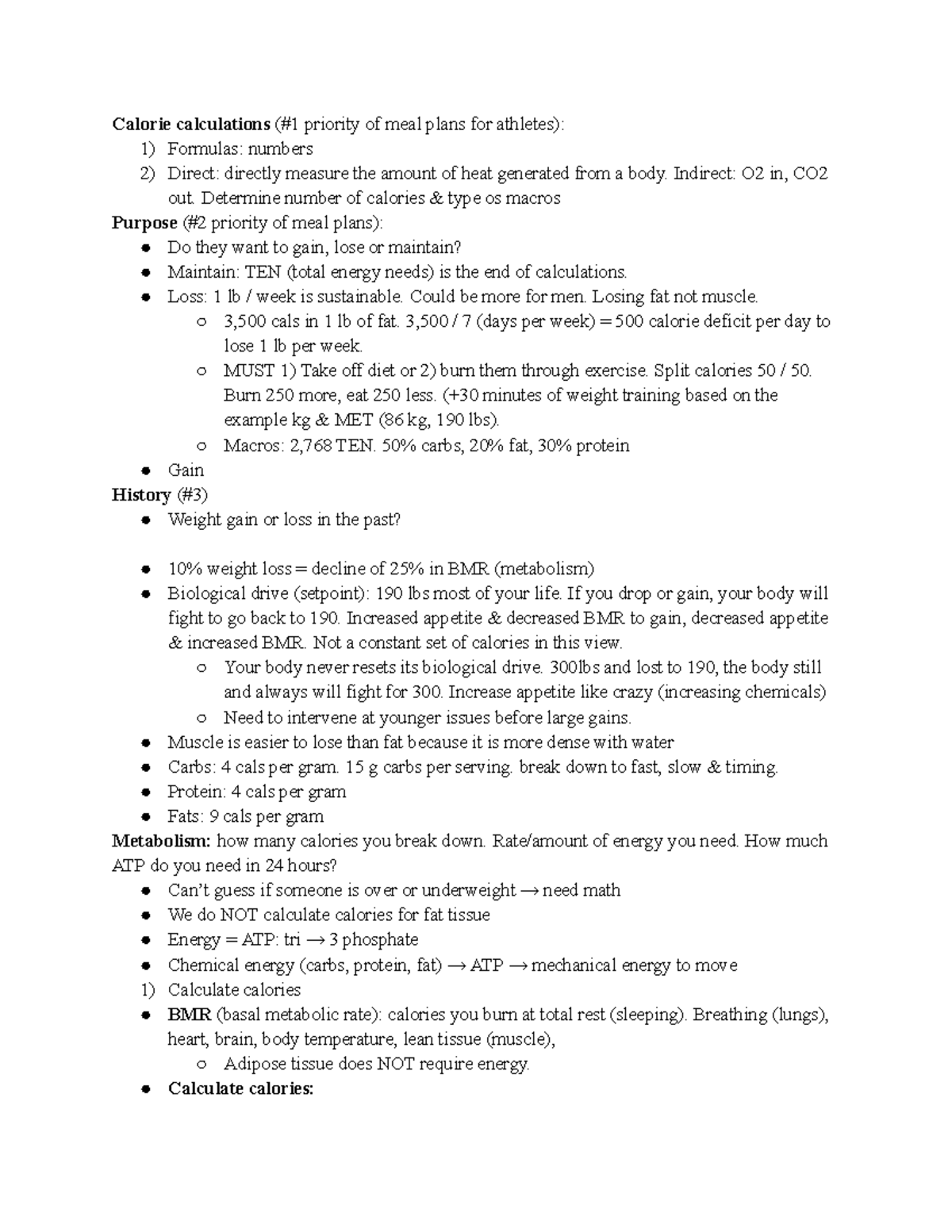 Sports Nutrition Calories - Calorie calculations (#1 priority of meal ...