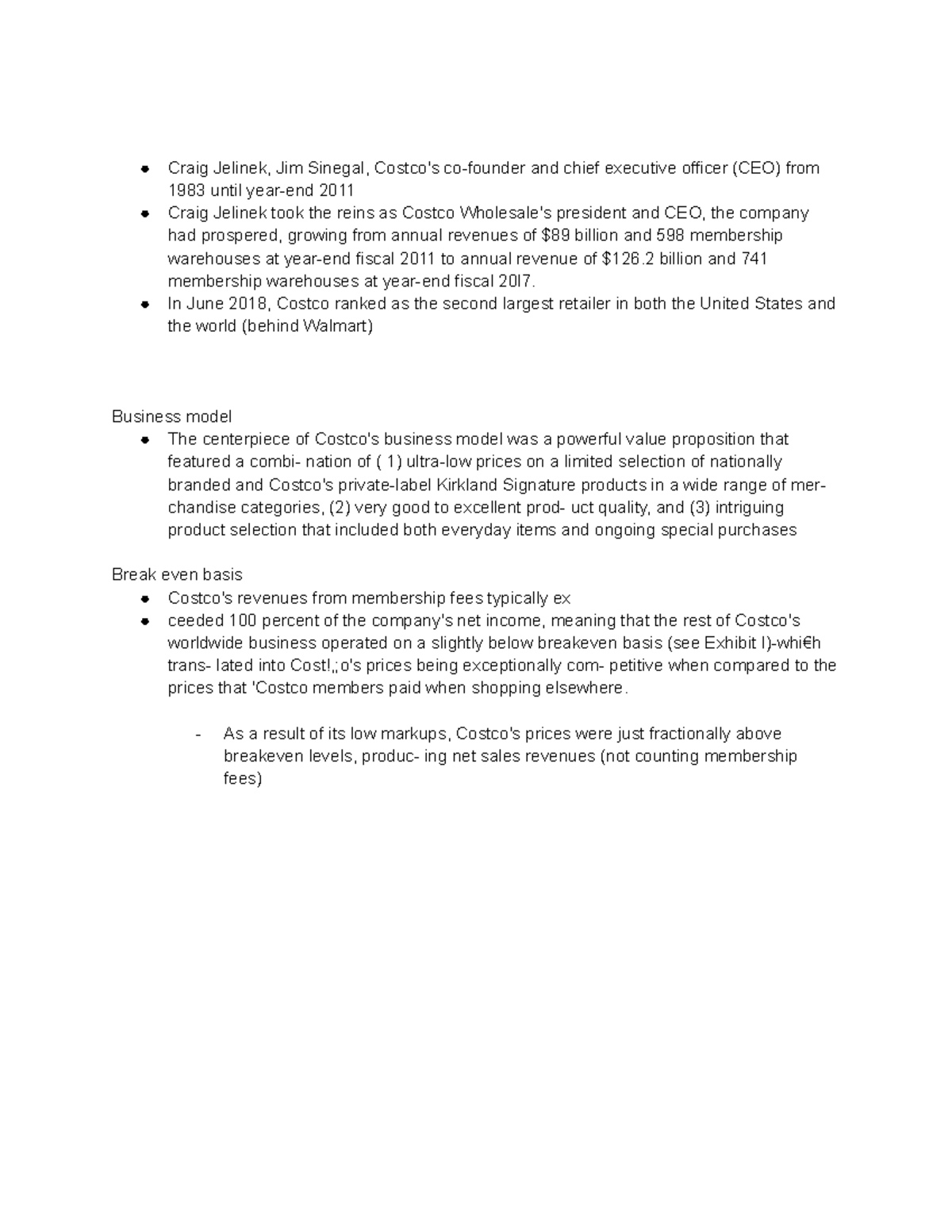 BUS case costco - case scenario - Craig Jelinek, Jim Sinegal, Costco's ...