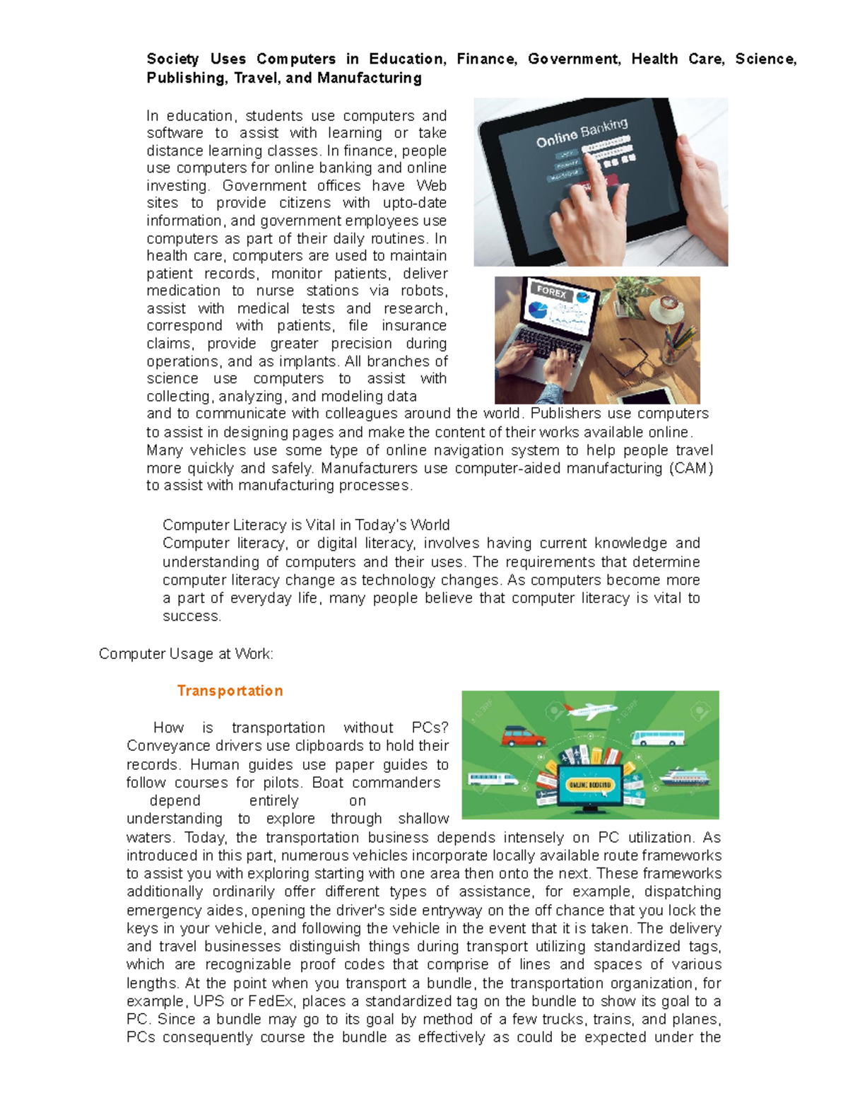 Uses of Computers in Society - Society Uses Computers in Education ...