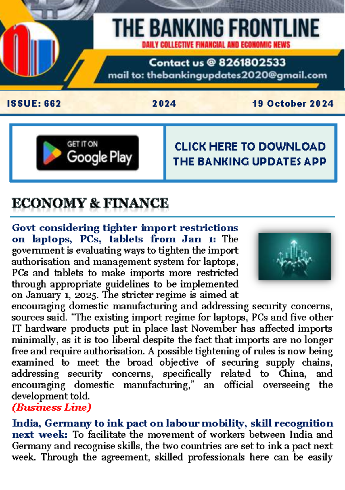 19.10.2024 The Banking Frontline - Govt considering tighter import ...