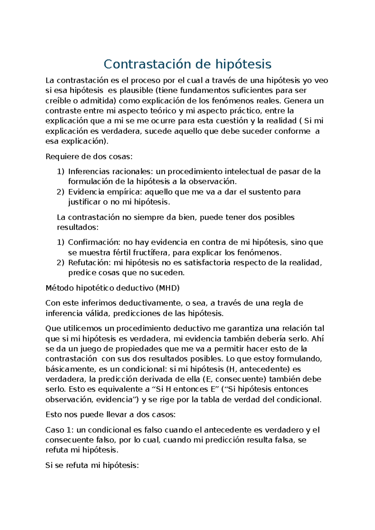 Contrastación de hipótesis - Contrastación de hipótesis La ...