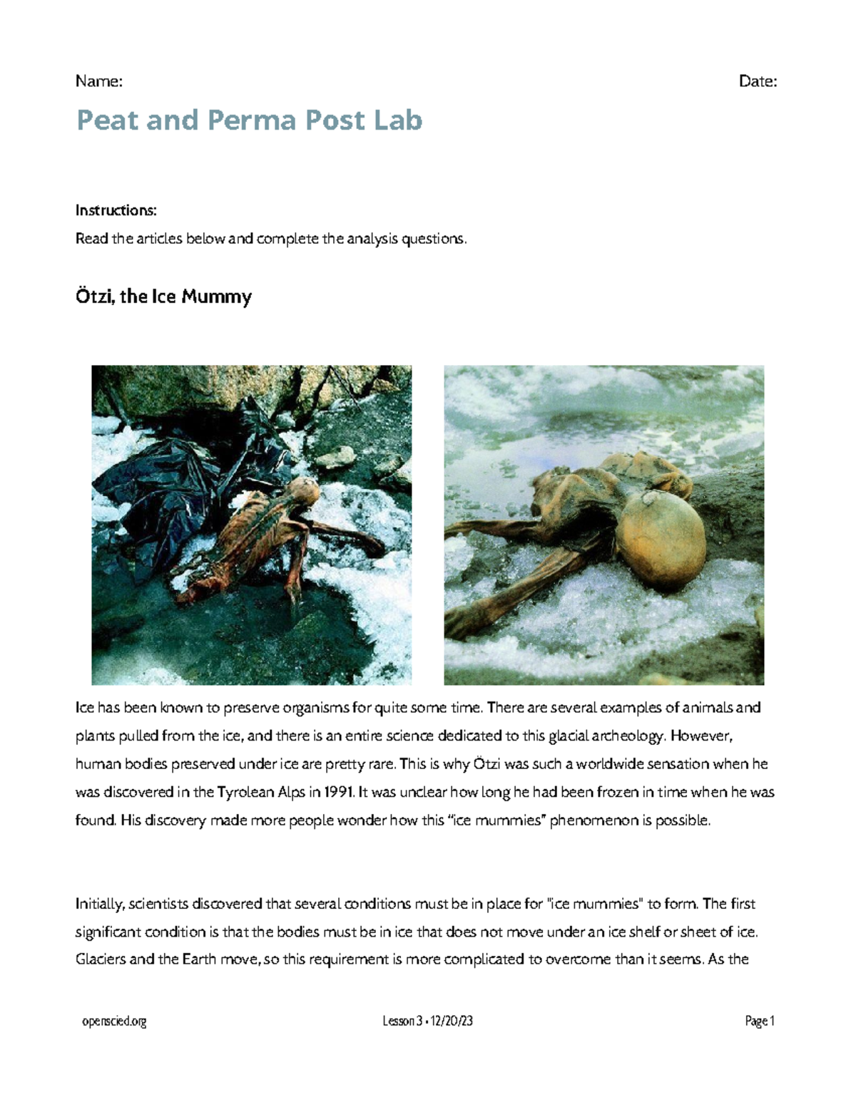 Peat and Perma Post Lab - rthibtgihibqphbgrpiqhbeeqrb - Name: Date ...