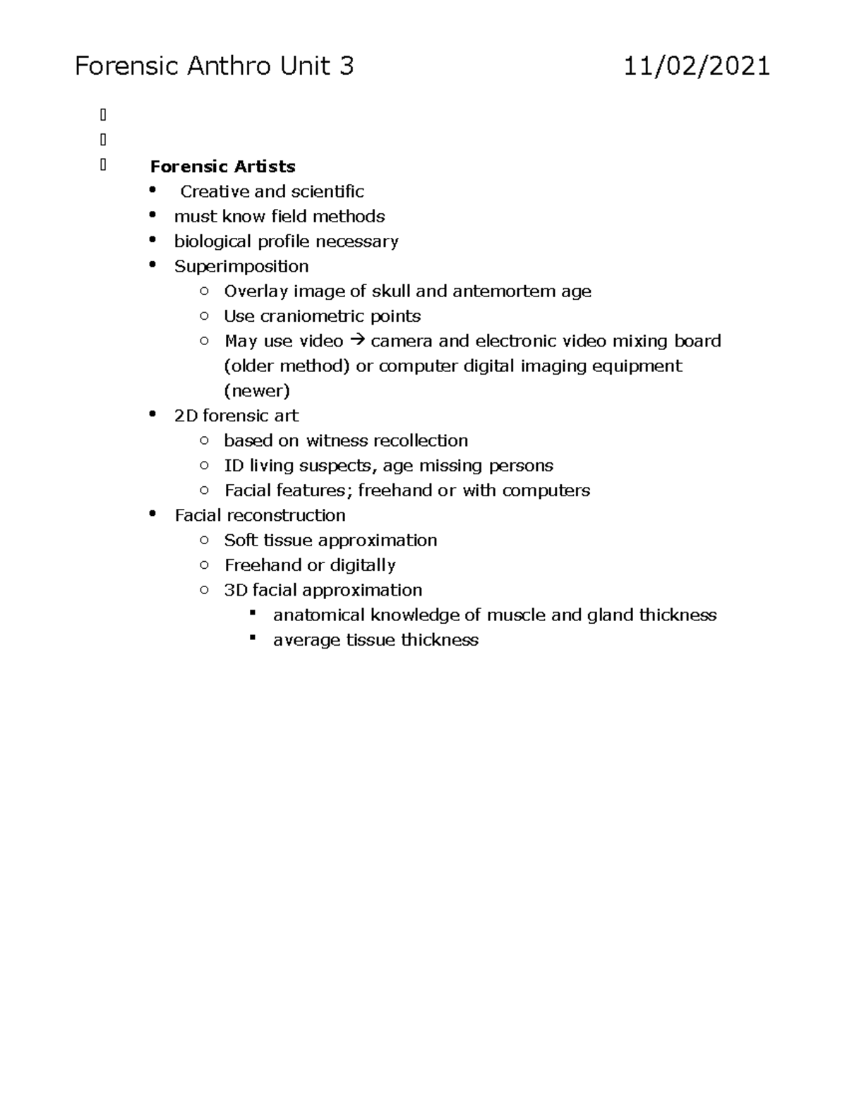 Forensic Anthro Unit 3 - Unit 3 lecture notes. - Forensic Anthro Unit 3 ...