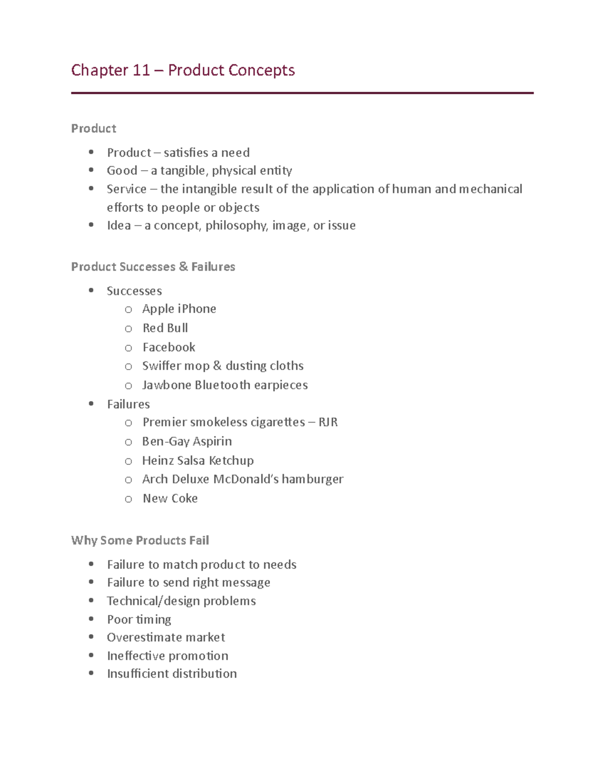 Chapter 11 – Product Concepts - Chapter 11 – Product Concepts Product ...