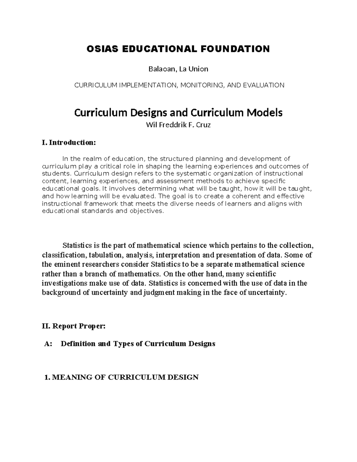 Curriculum Designs and Curriculum Models - OSIAS EDUCATIONAL FOUNDATION ...