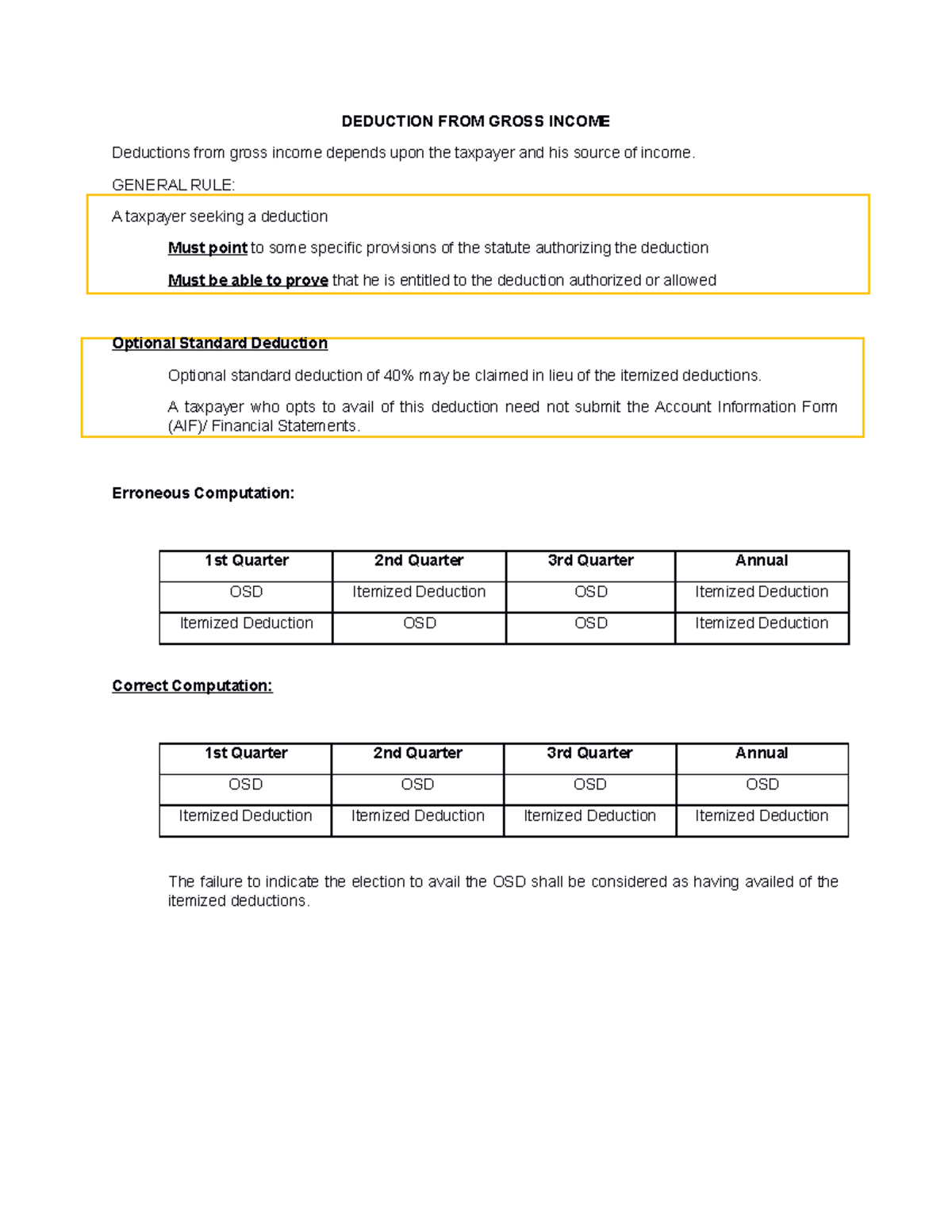 Deduction FROM Gross Income - DEDUCTION FROM GROSS INCOME Deductions ...