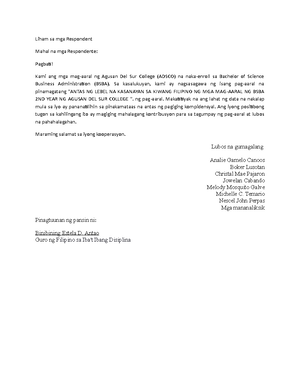 Fildis sample - Antas ng lebel na kasanayan sa Wikang Filipino Ng mga ...