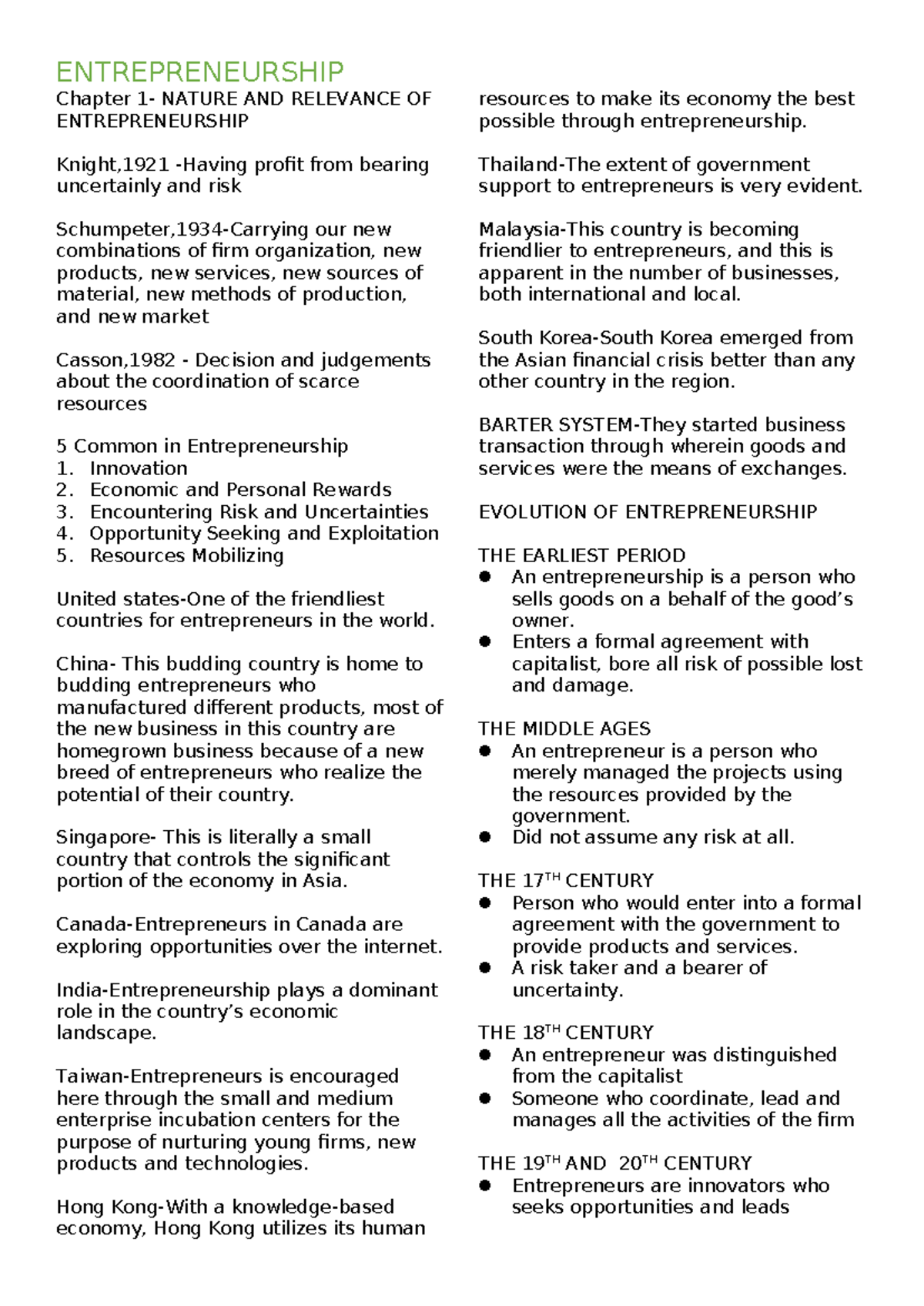 Entrepreneurship - Chapter 1 - NATURE AND RELEVANCE OF ENTREPRENEURSHIP ...