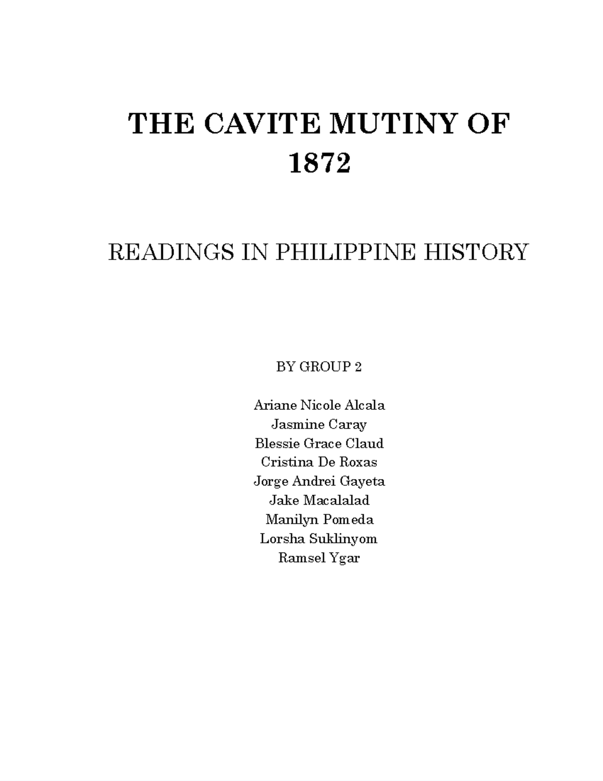 Cavite Mutiny 1872 - Google Docs - THE CAVITE MUTINY OF 1872 READINGS ...