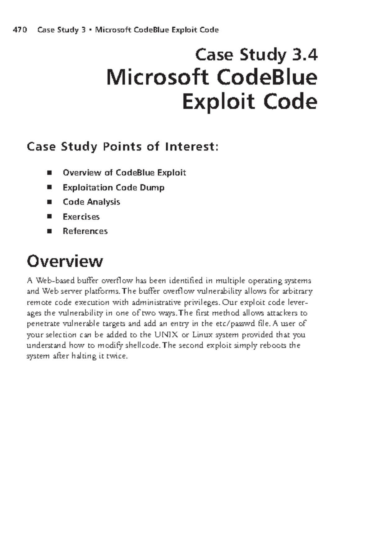 Case Study 3.4 - Microsoft Code Blue Exploit Code - 470 Case Study 3 ...