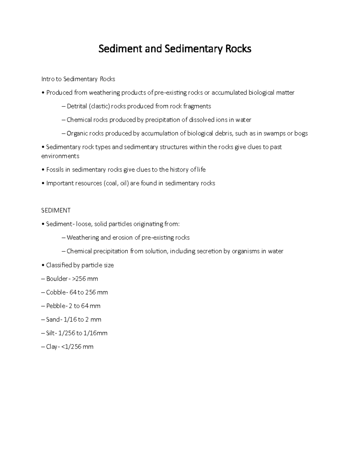 Sediment and Sedimentary Rocks - 5-0 fine 0 - 0 Siliciclastic sands ...