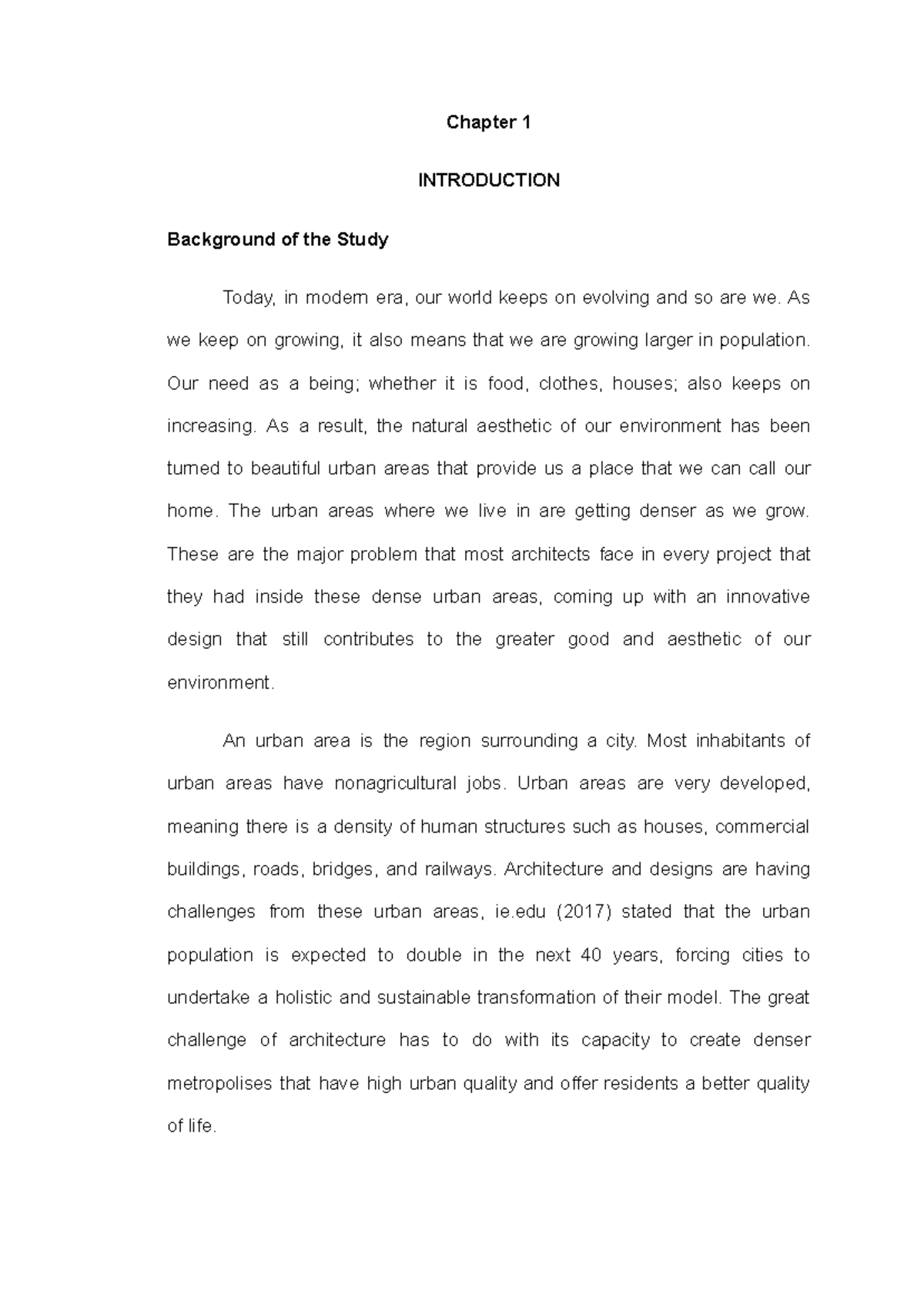 Chapter 1 3 Sample - Chapter 1 INTRODUCTION Background of the Study ...