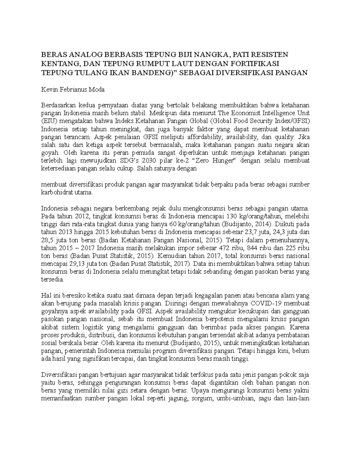 Beras Analog Berbasis Tepung BIJI Nangka, PATI Resisten Kentang, DAN ...