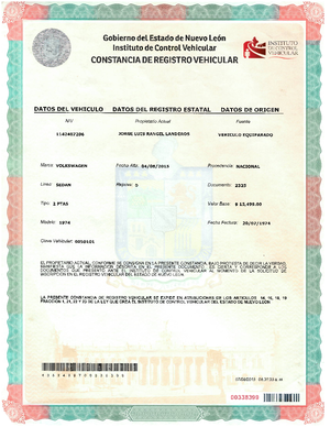 Control Vehicular recibo de pago - SECRETARIA DE FINANZAS Y TESORERIA ...