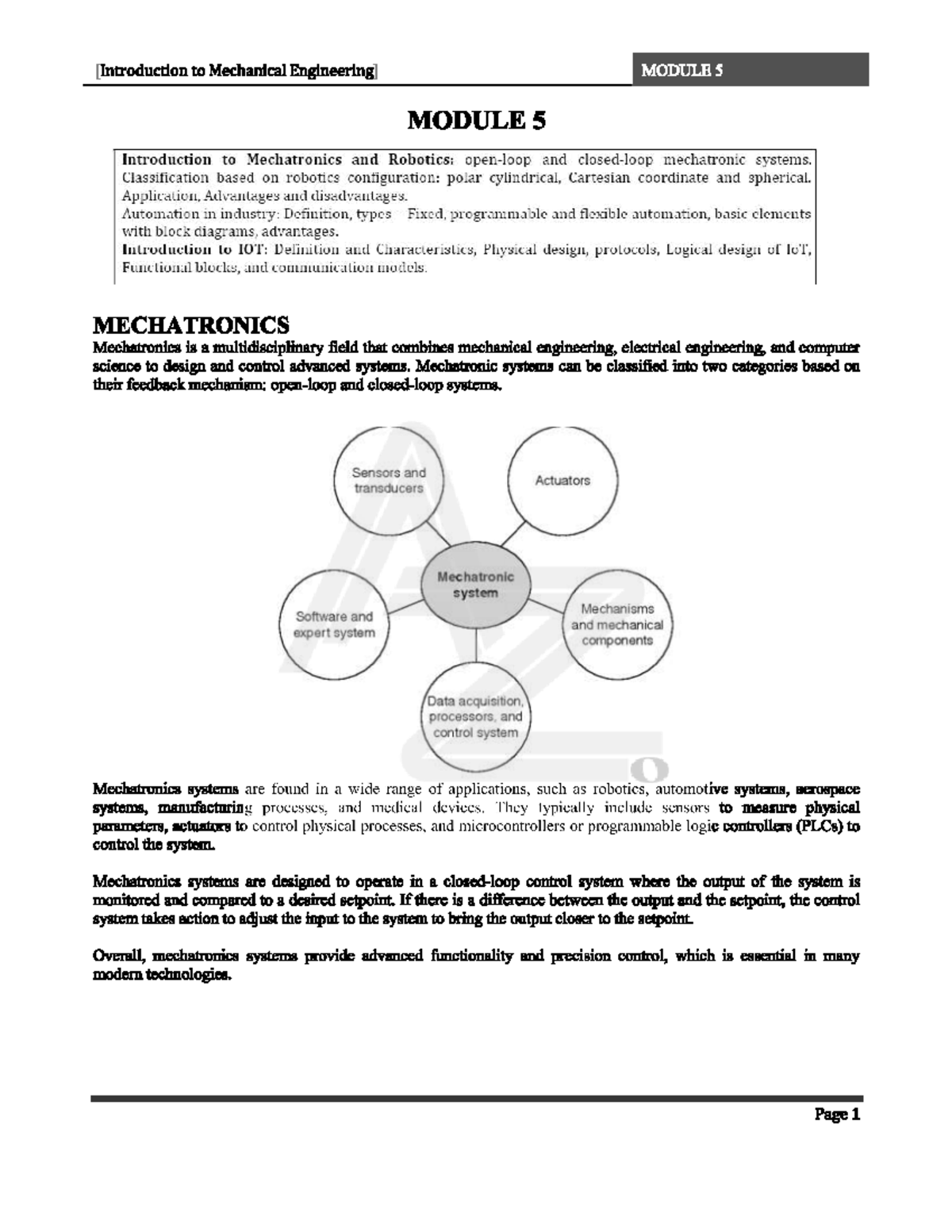 Mech-module-5 - FDWv bnkuytrfdcvbn - to Mechanical MODULE 5 MODULE 5 Introduction to ...