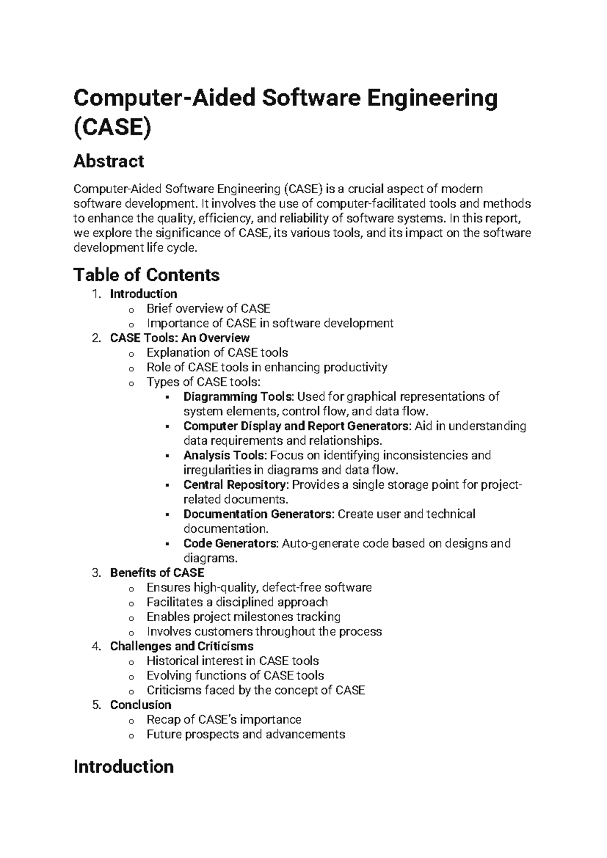 CASE - Summary Master of Business Administration - Computer-Aided ...