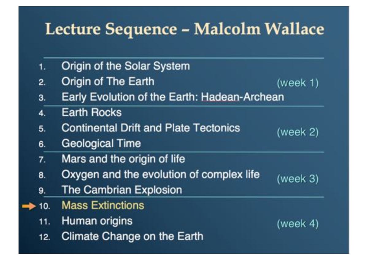 Lecture 10 mass extinctionfull slides - Mass Extinction Major mass ...