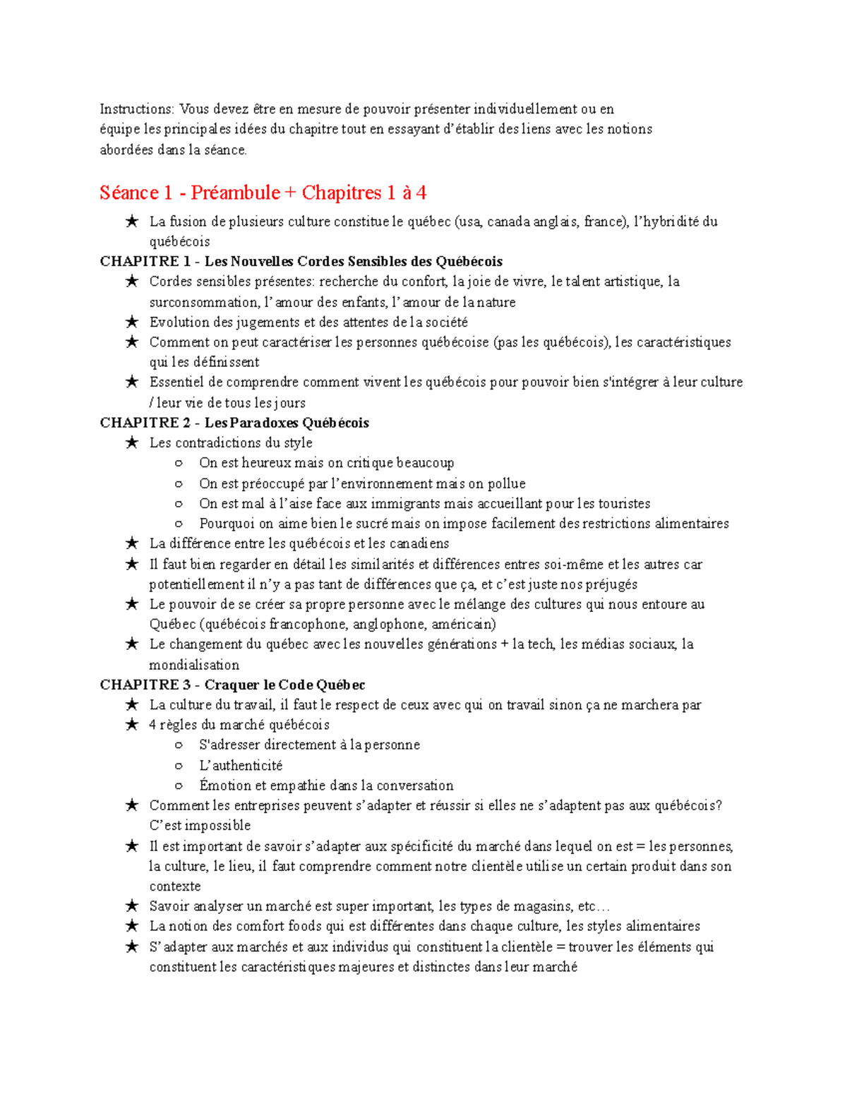 Résumé du Code Quebec - Instructions: Vous devez être en mesure de ...