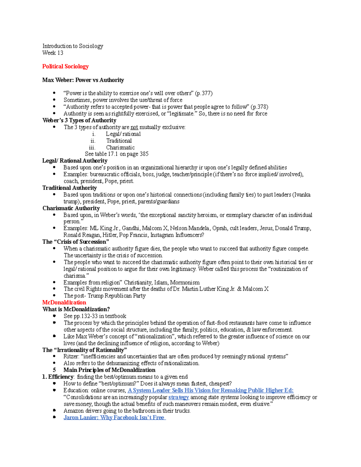 Introduction to Sociology- Week 13 - Introduction to Sociology Week 13 ...