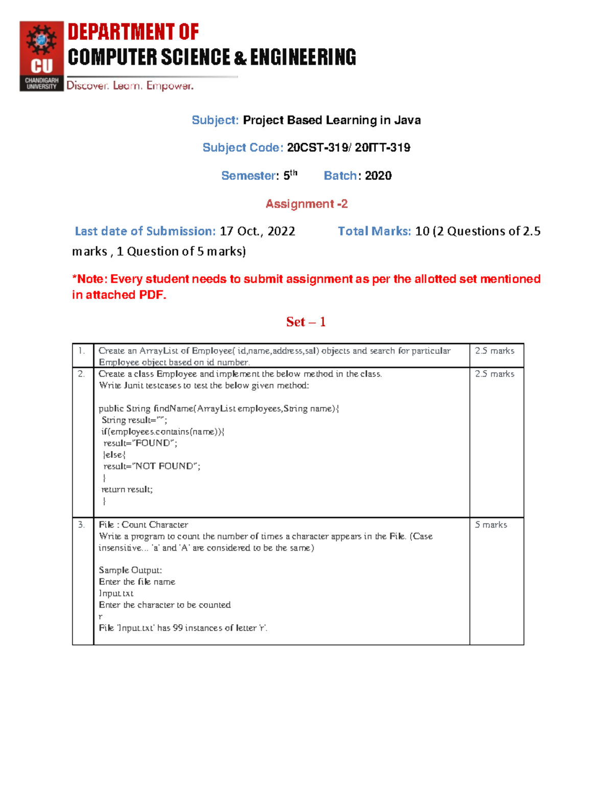 Assignment-2 PBLJ Theory - DEPARTMENT OF COMPUTER SCIENCE & ENGINEERING Subject: Project Based ...