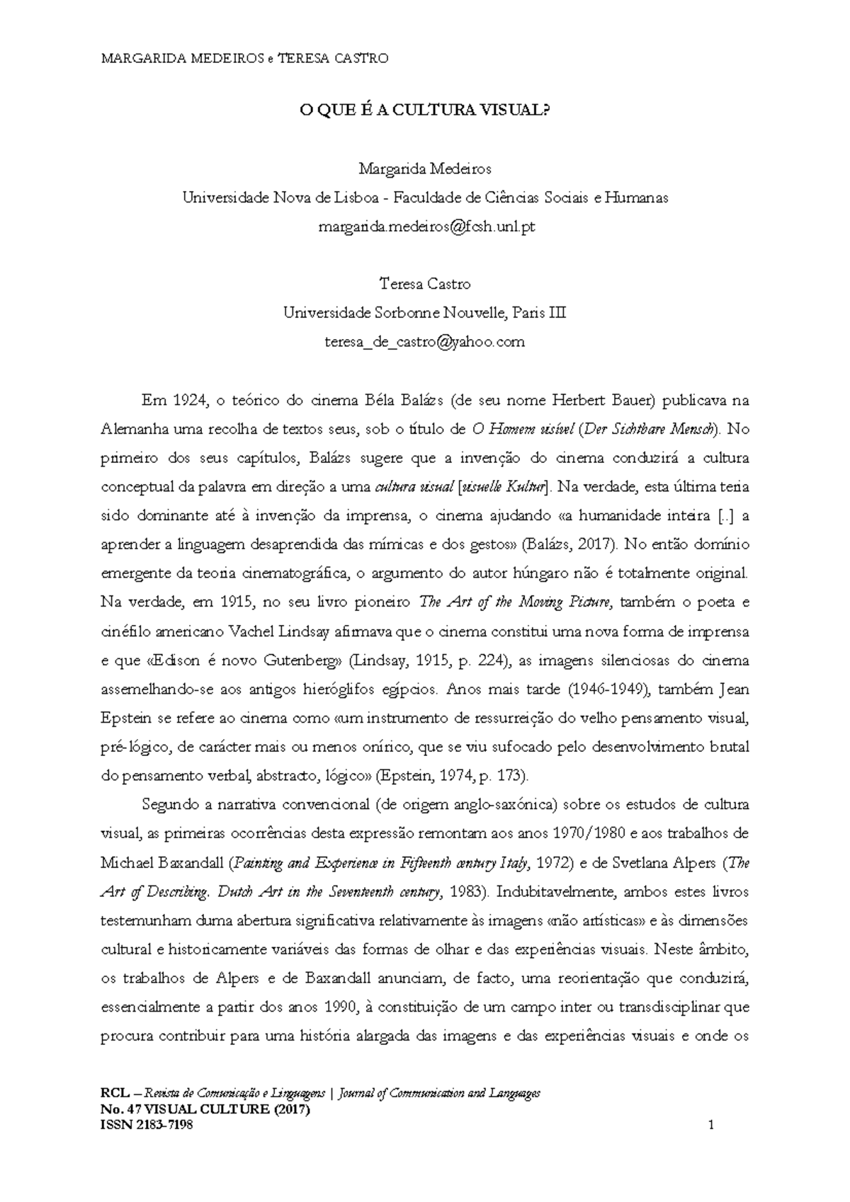 Sessao 02. Medeiros O que é a cultura visual - RCL – Revista de ...
