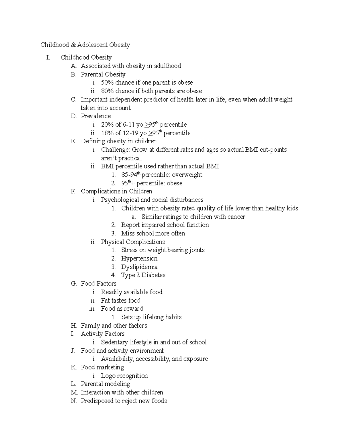 Unit 4 Childhood & Adolescent Obesity - Childhood & Adolescent Obesity ...