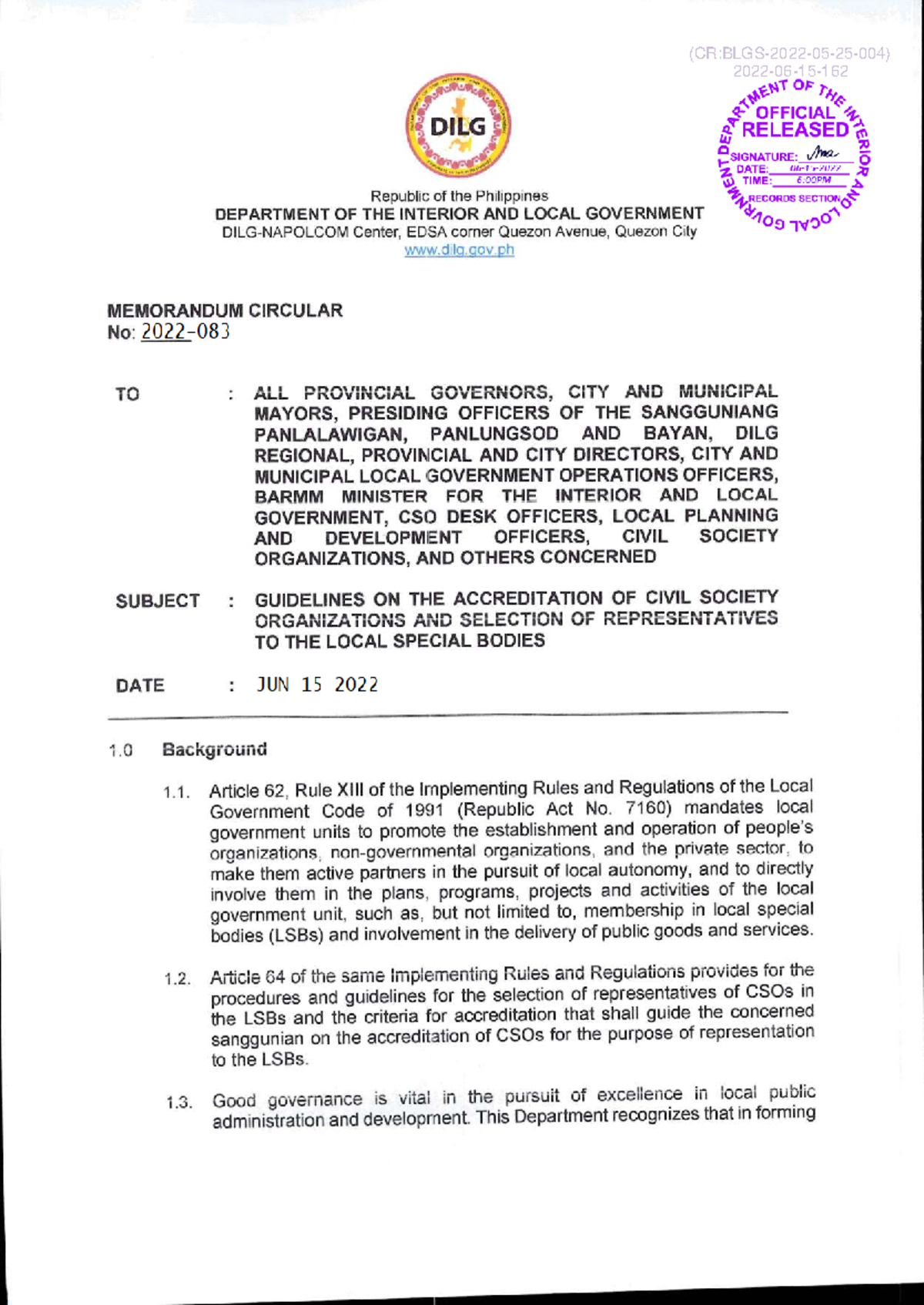 Dilg-memocircular-2022616 440f702f97 - Legal Research - Studocu
