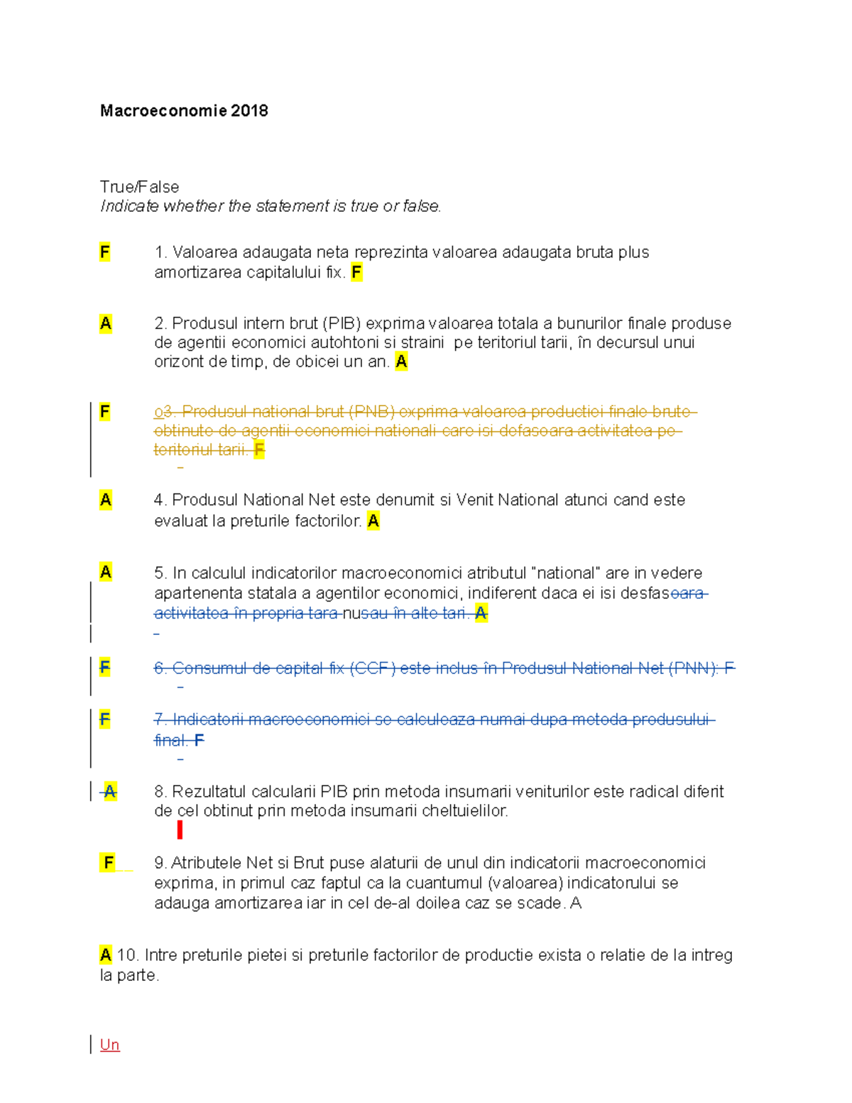 #Subiecte Examen Rezolvate - Macroeconomie 2018 True/False Indicate ...