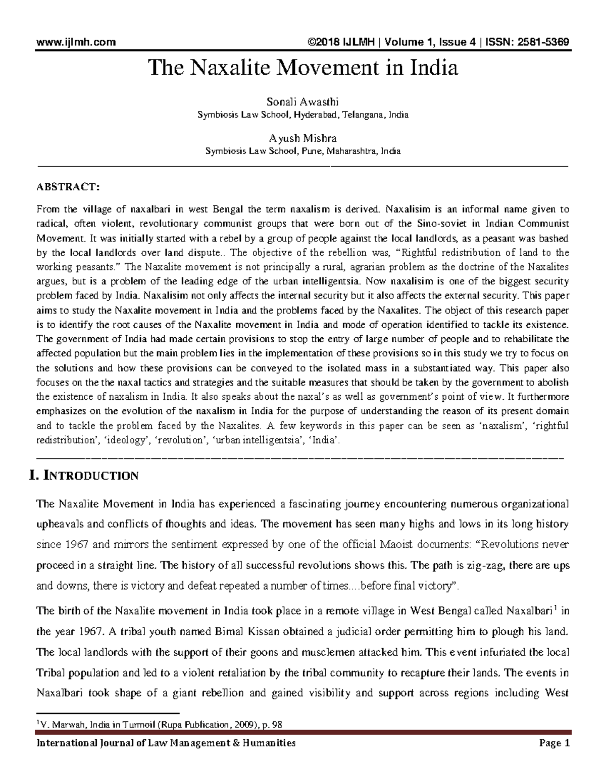 The Naxalite Movement in India - The Naxalite Movement in India Sonali ...