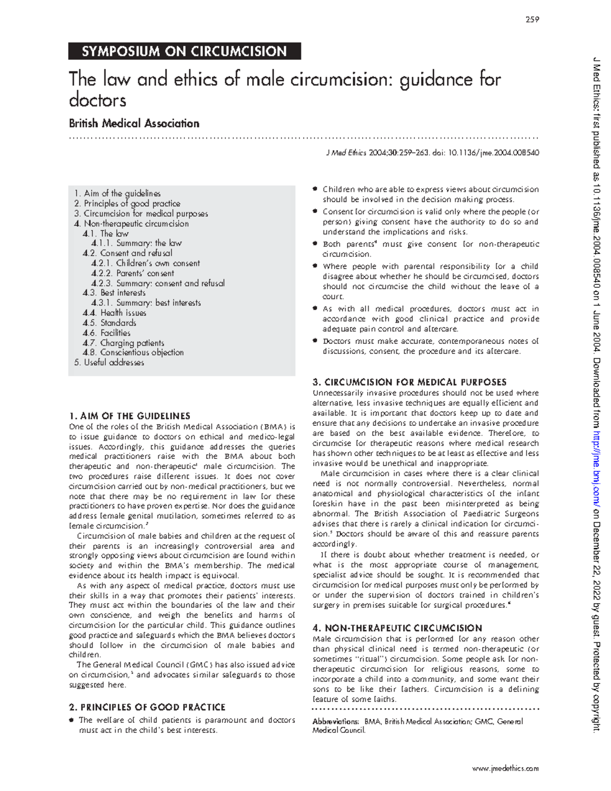 The law and ethics of male circumcision - SYMPOSIUM ON CIRCUMCISION The ...