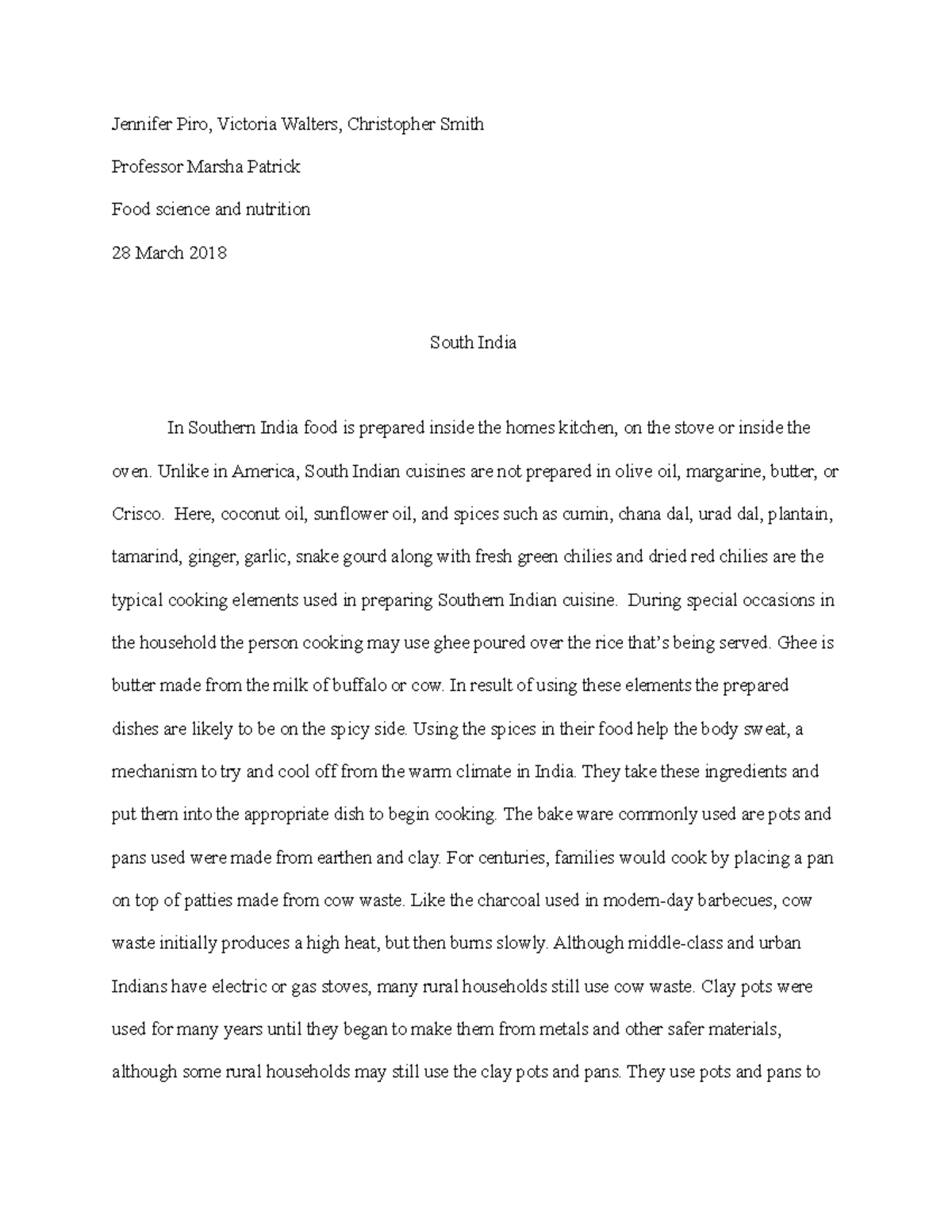 South India project - Jennifer Piro, Victoria Walters, Christopher ...