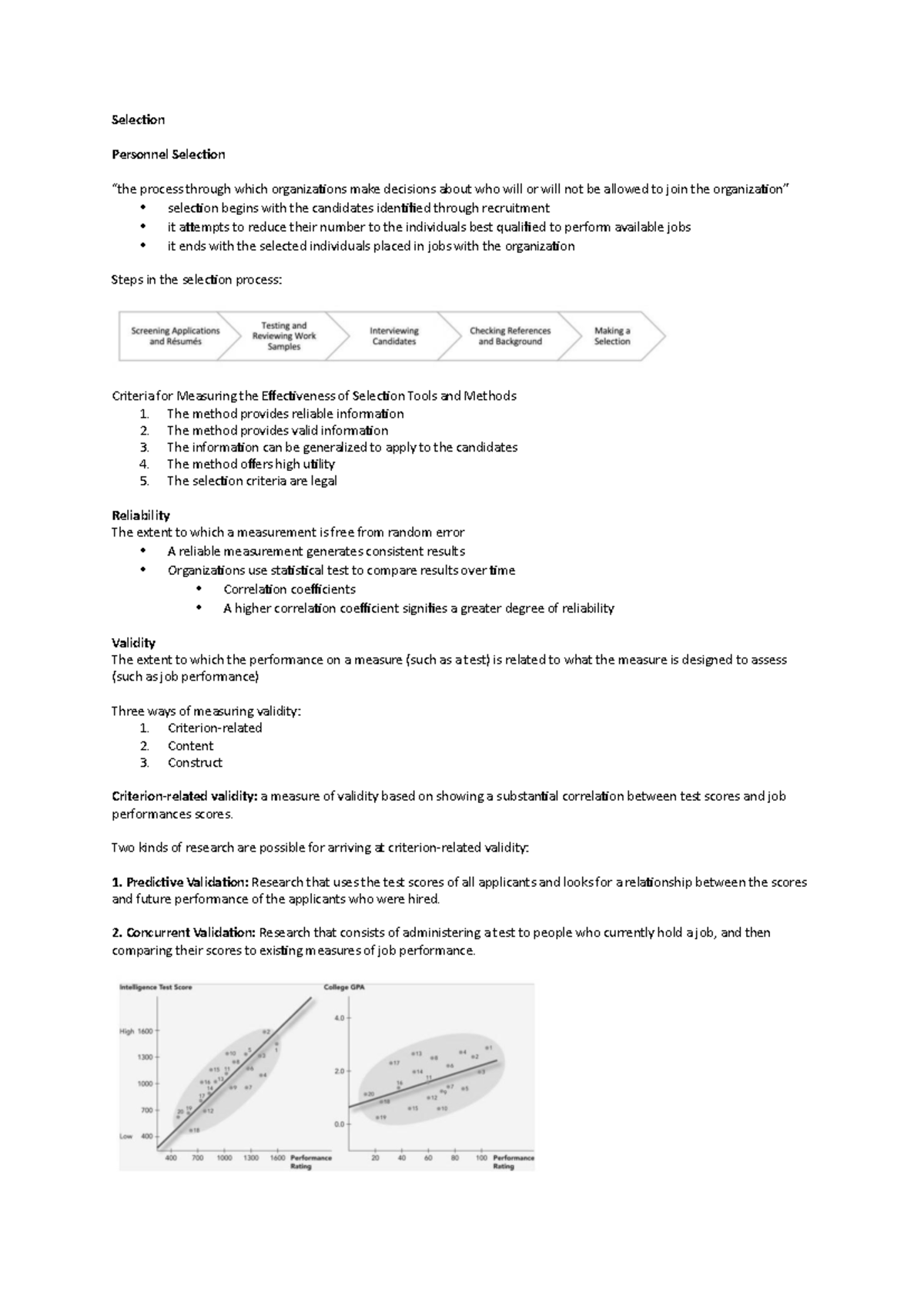 Selection - Summary - Selection Personnel Selection “the process ...