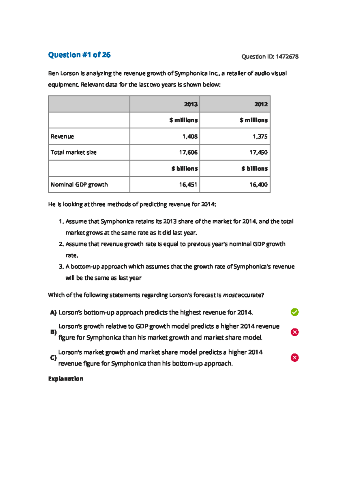 Reading 14 Financial Statement Modeling - Answers - Question #1 of 26 ...