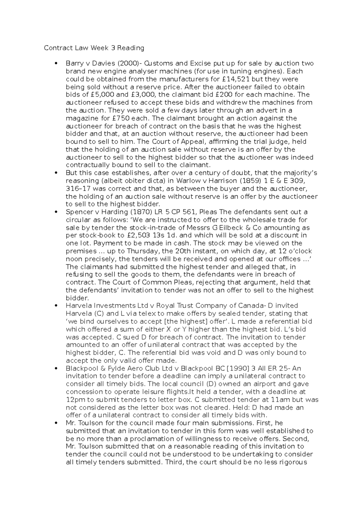 Contract Law Week 3 Reading - Contract Law Week 3 Reading Barry v ...