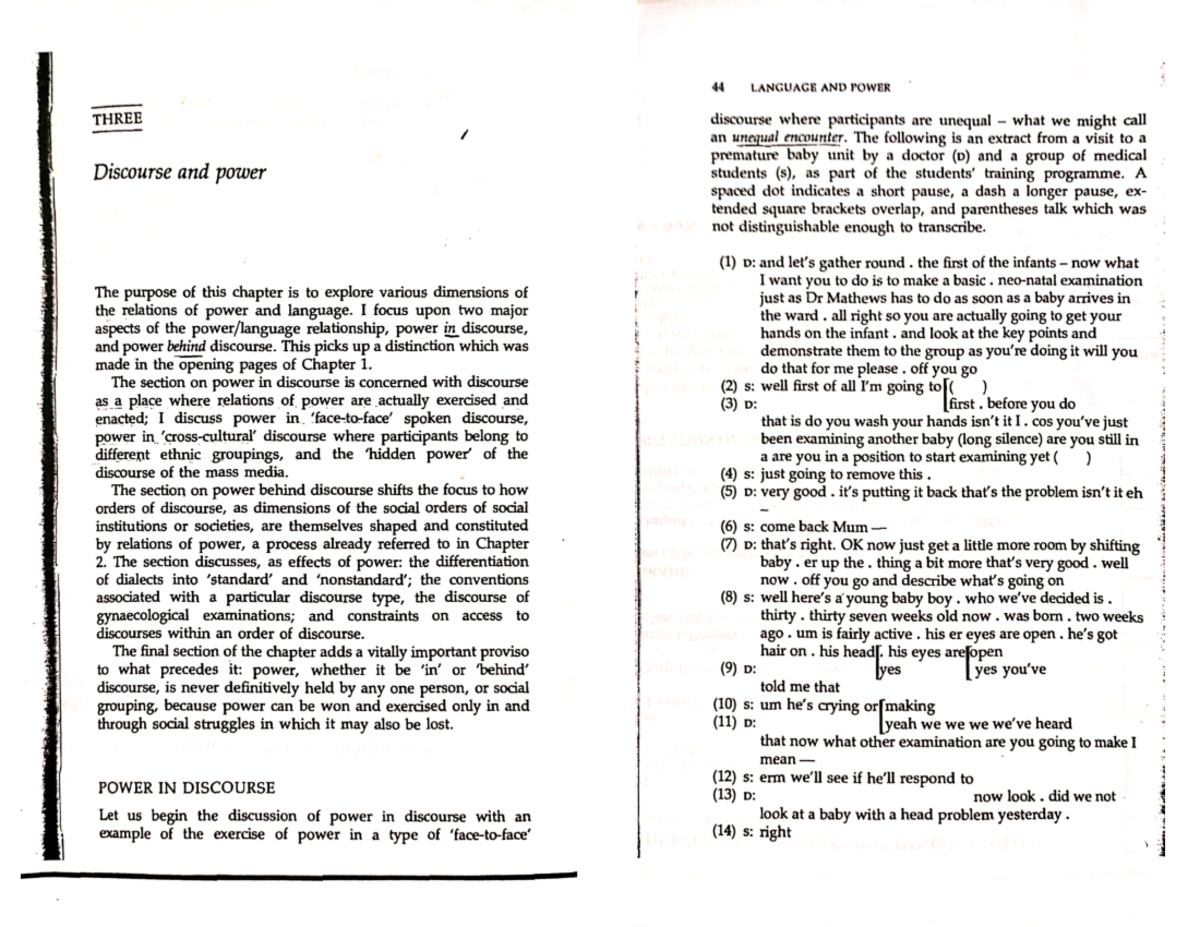 Discourse AND Power - LANGUAGE AND POWER THREE discourse where ...