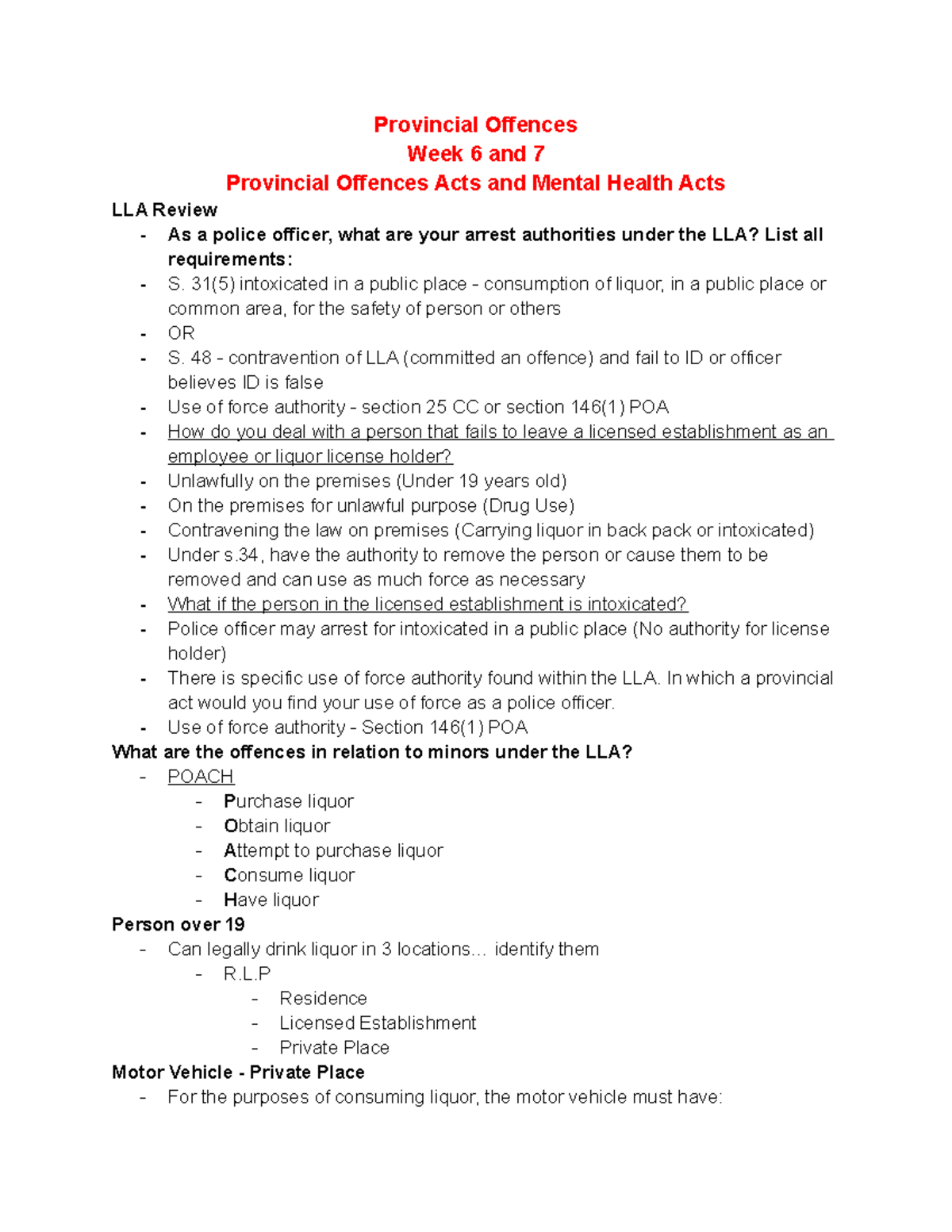 Provincial Offences - Week Six and Seven - Provincial Offences Week 6 ...