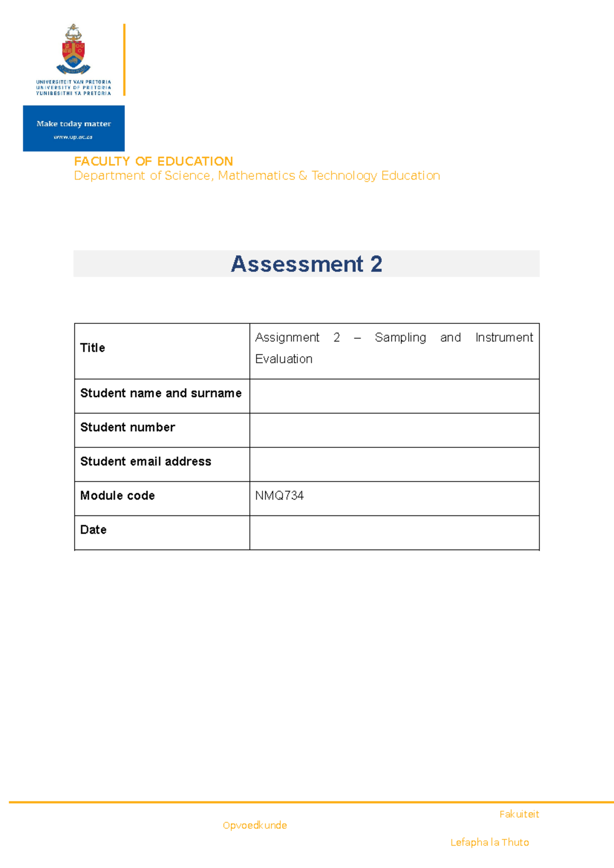 Assessment 2 Word Template NMQ734 SEM 2023 - FACULTY OF EDUCATION ...