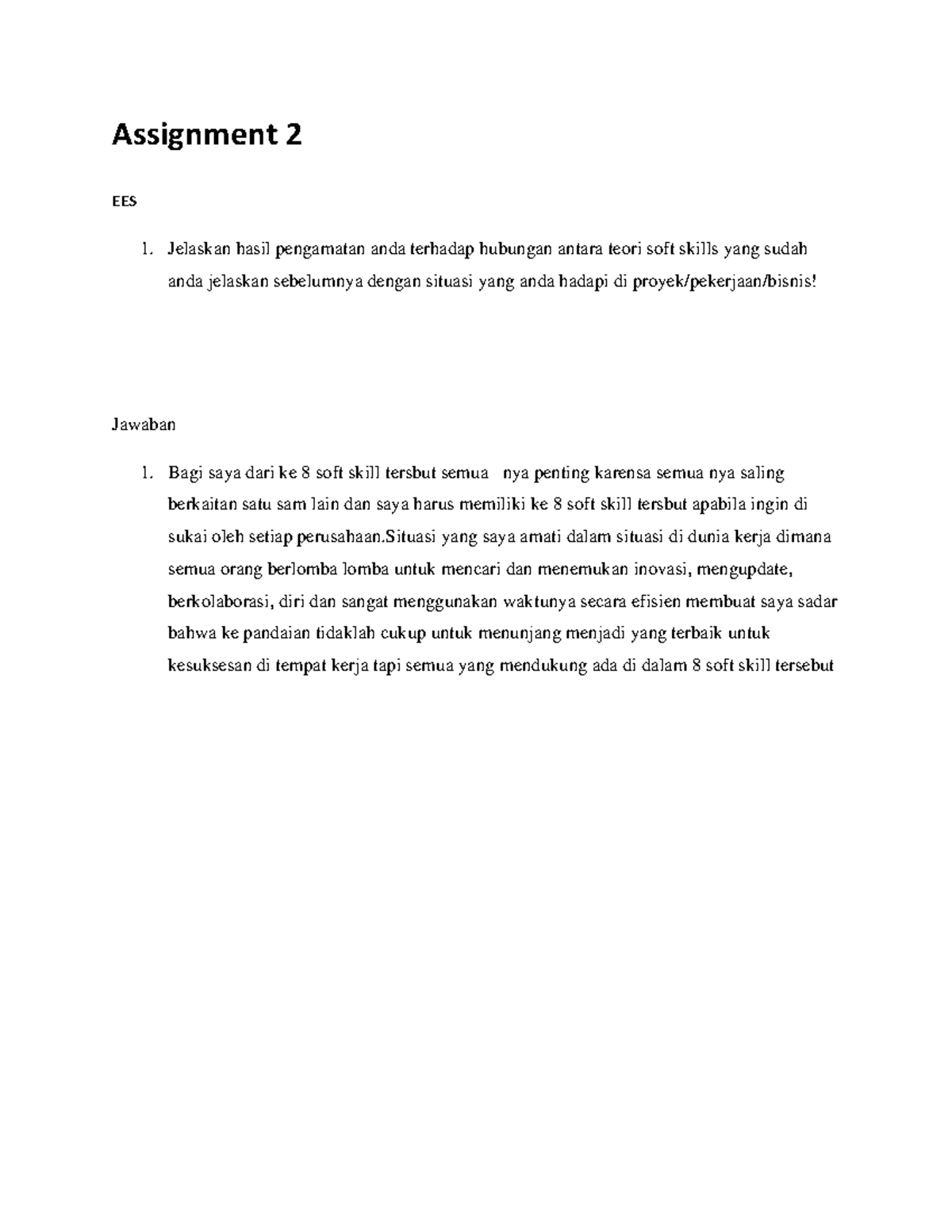 Assignment Bulan 2 - ESS Internship Lunggar PM 2301860564 - Assignment 2 EES Jelaskan hasil ...